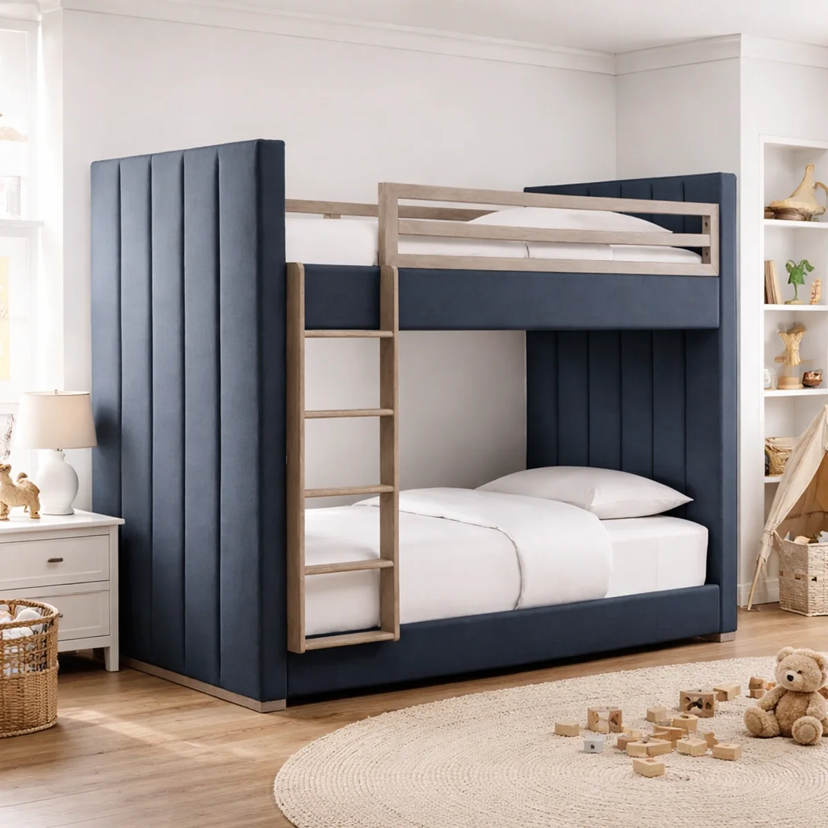 Tufted Upholstered Bunk Bed Online | Asghar Furniture